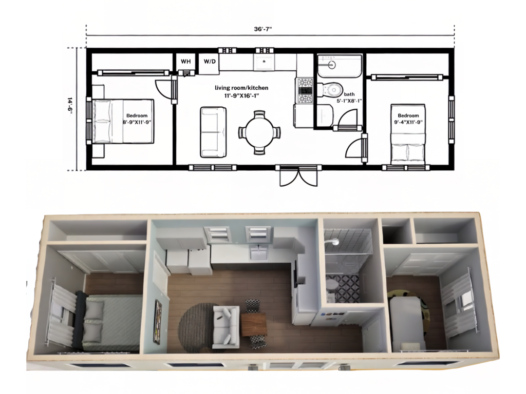 Tiny Home Floor Plan 535 | One and Only Tiny Homes